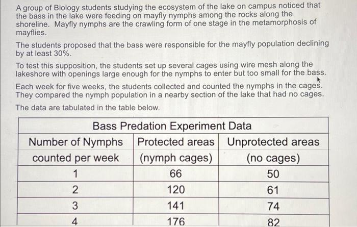 Solved A group of Biology students studying the ecosystem of | Chegg.com