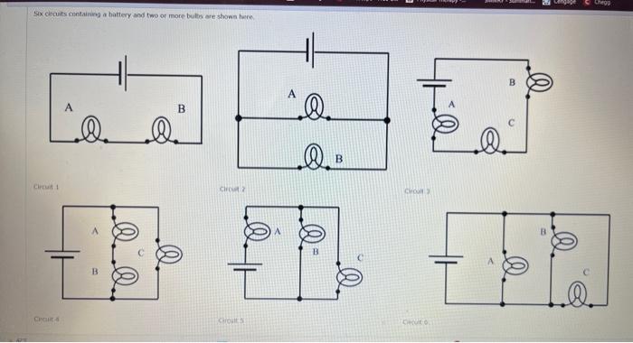 Solved E. In circuit 3 , how is bulb C connected to A and B | Chegg.com