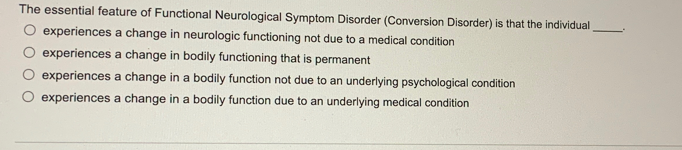 Solved The essential feature of Functional Neurological | Chegg.com