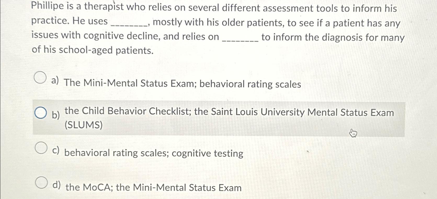 Solved Phillipe is a therapist who relies on several | Chegg.com