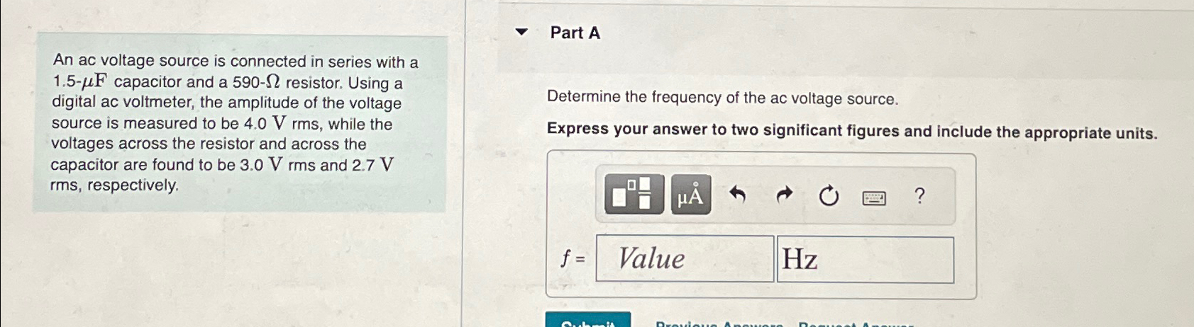 Solved Part AAn ac voltage source is connected in series | Chegg.com