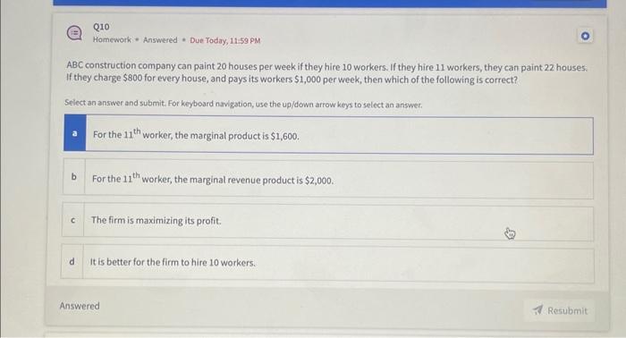 Solved Q10 Homework Answered Due Today 1159 Pm Abc