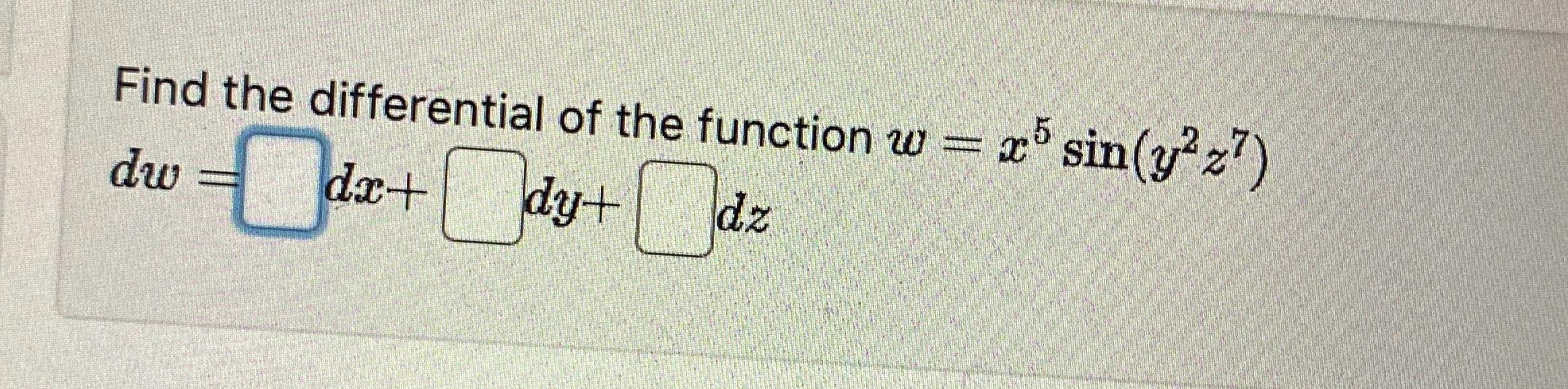 Solved Find the differential of the function | Chegg.com