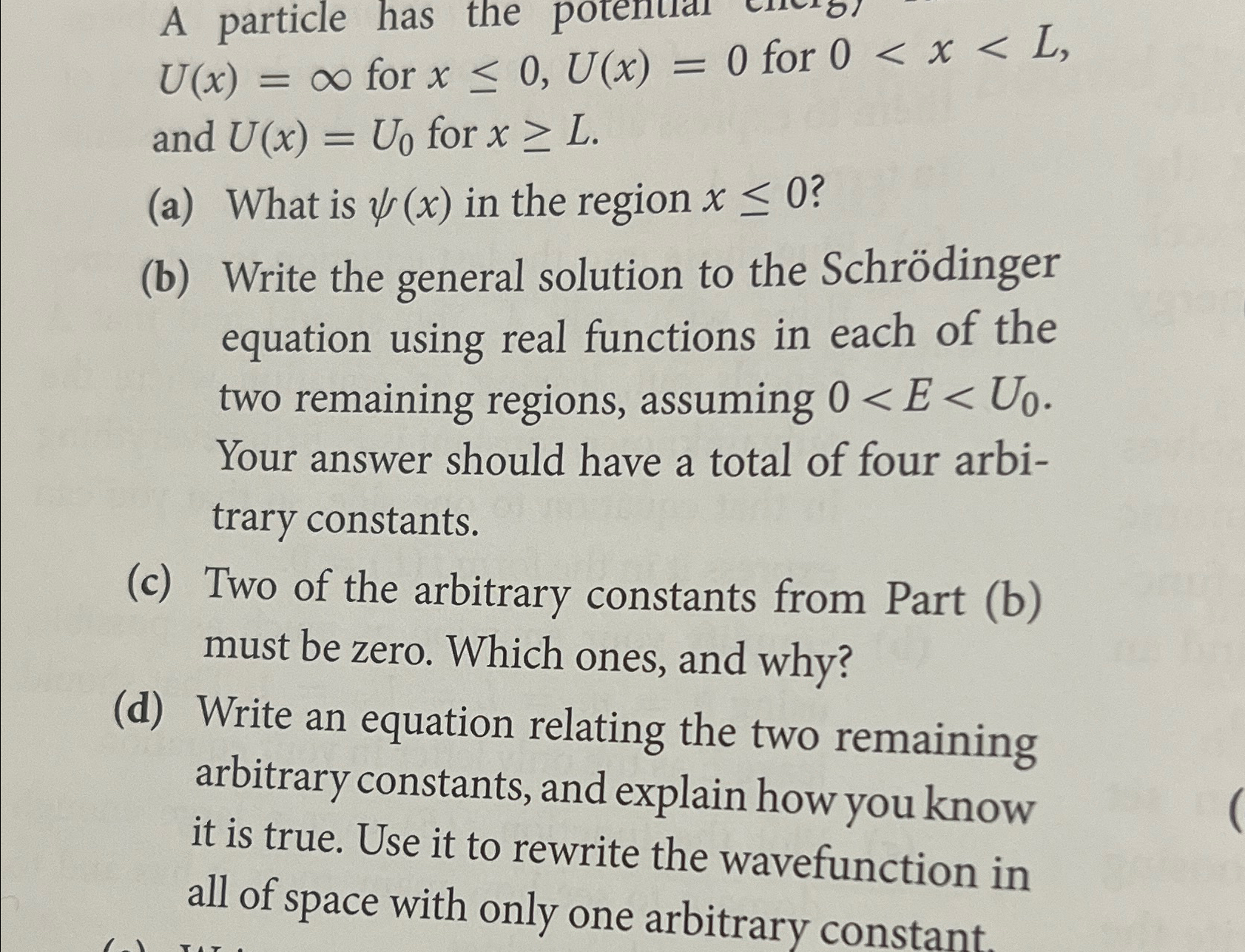 Solved A particle has the potentar cinsol U(x)=∞ ﻿for | Chegg.com