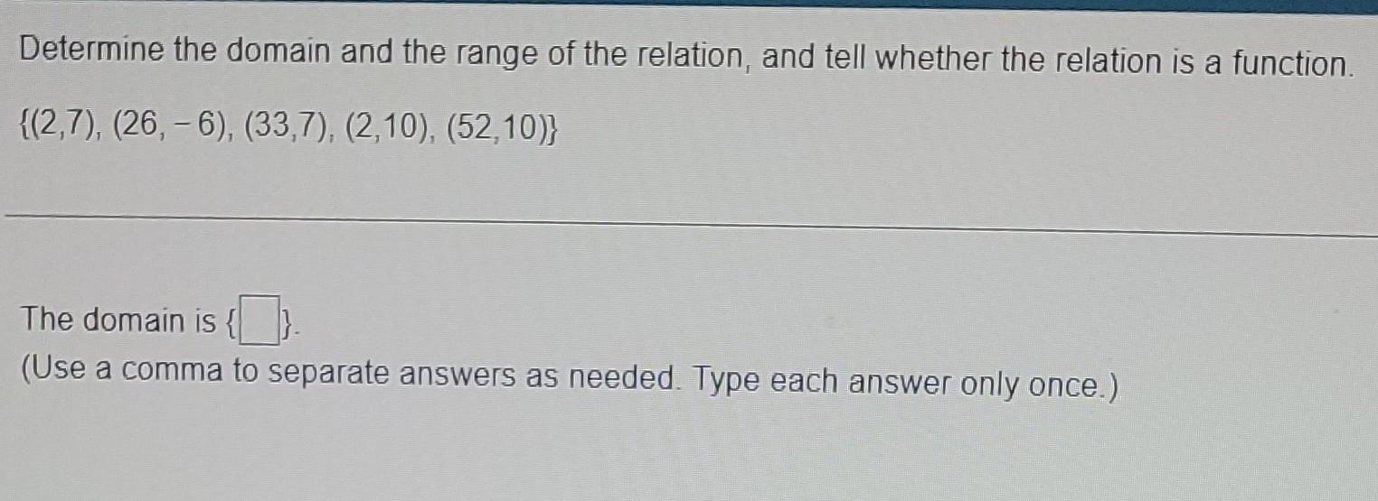 Solved Determine The Domain And The Range Of The Relation