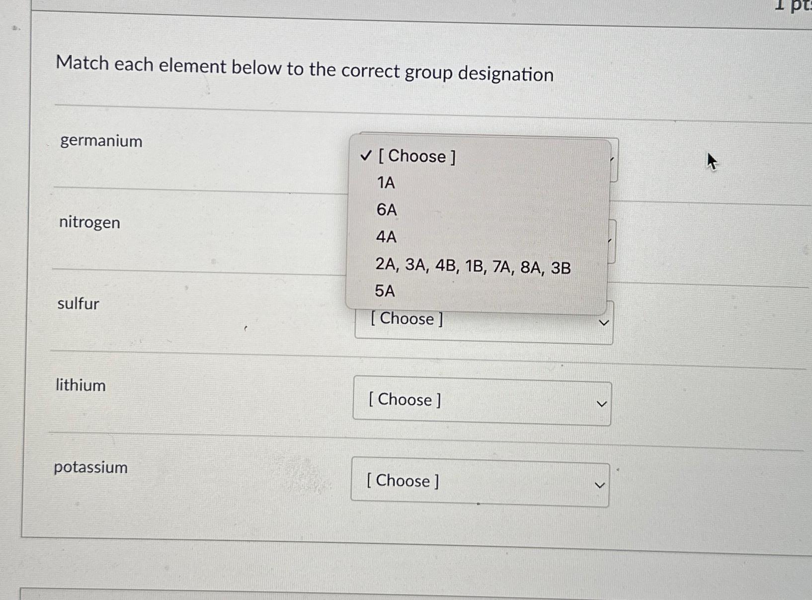 Solved Match each element below to the correct group | Chegg.com
