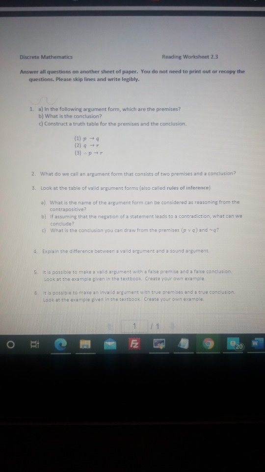 Solved Discrete Mathematics Reading Worksheet 23 Answer all | Chegg.com