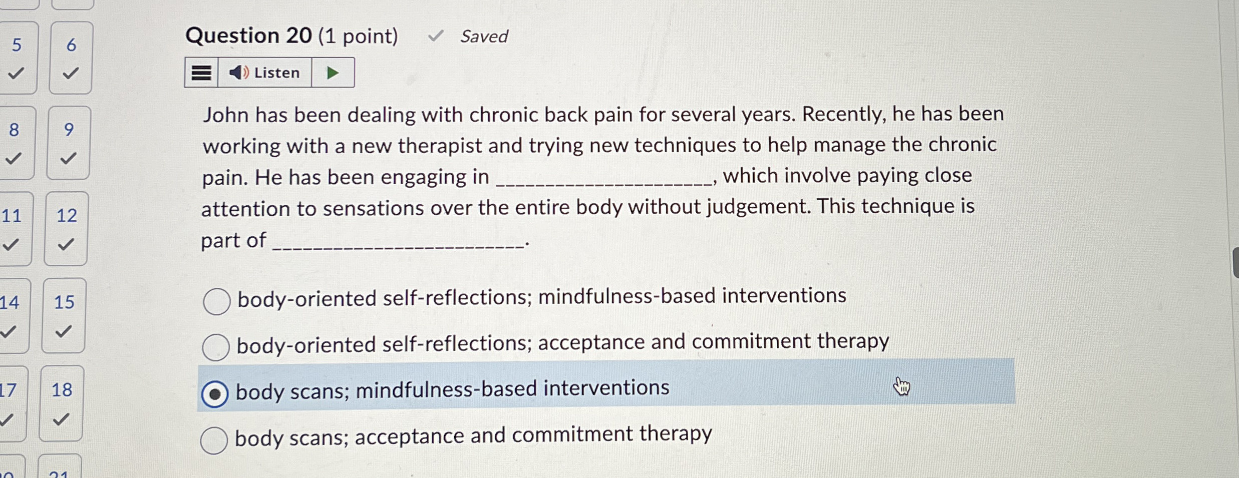 Solved Question 20 (1 ﻿point) ﻿SavedE891112John has been | Chegg.com