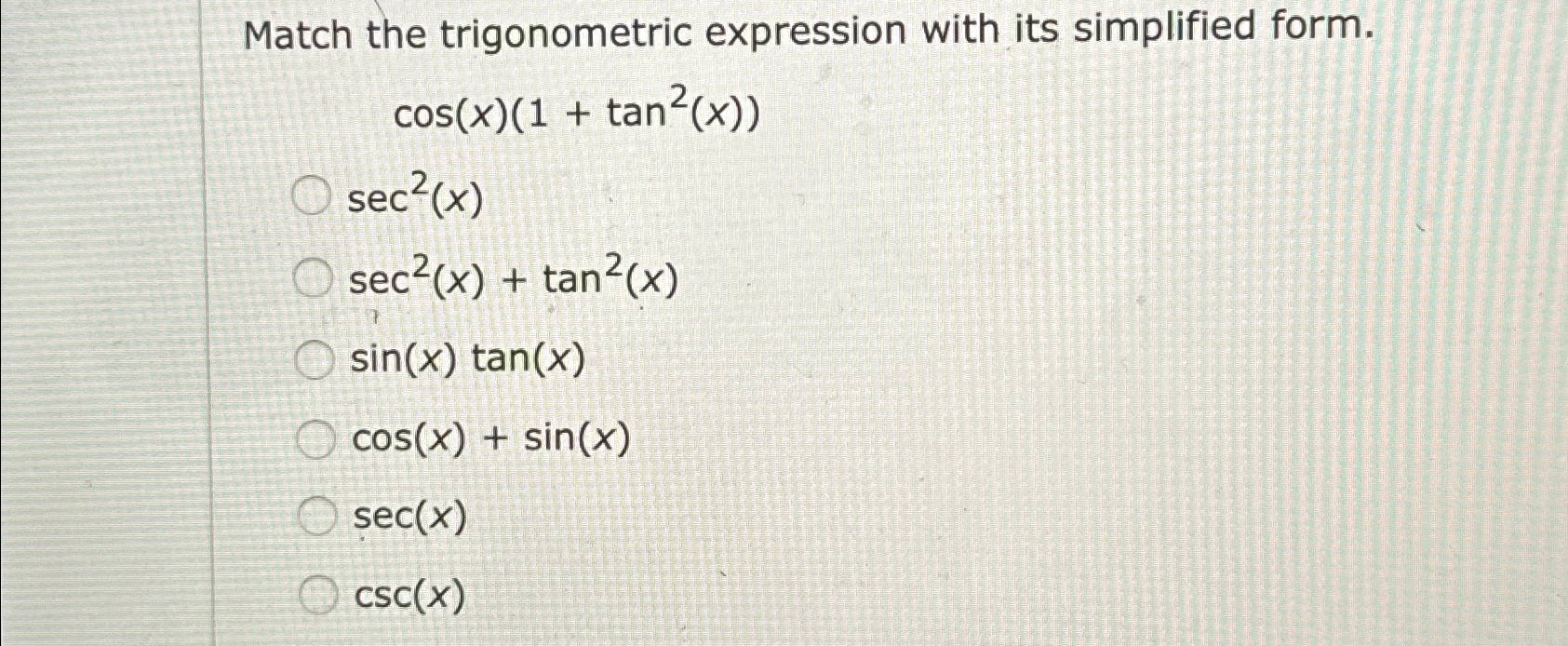 Solved Match the trigonometric expression with its | Chegg.com