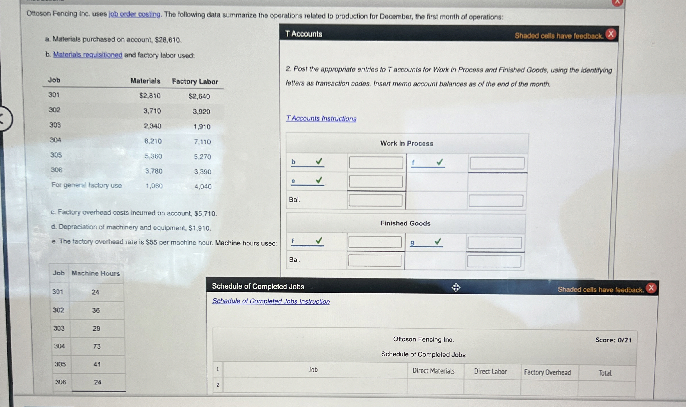 Solved Ottoson Fencing inc. uses job order costing. The | Chegg.com