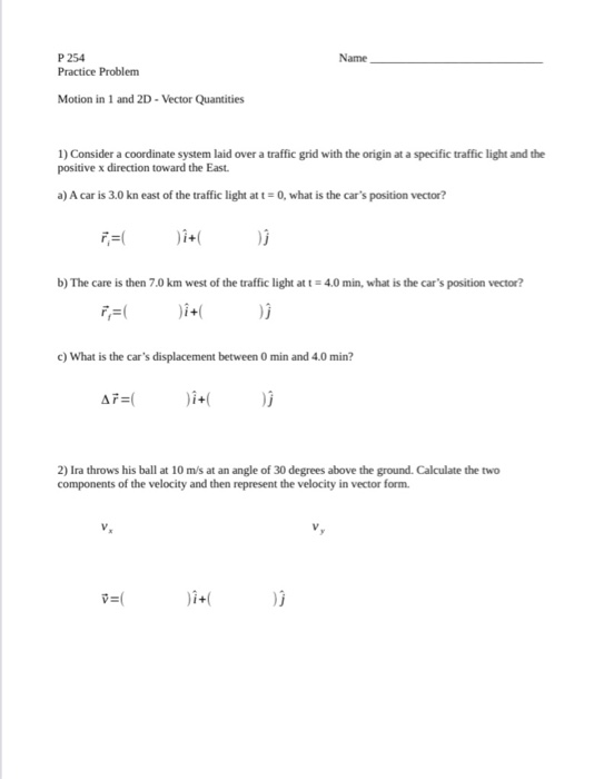Solved Name P 254 Practice Problem Motion in 1 and 2D - | Chegg.com