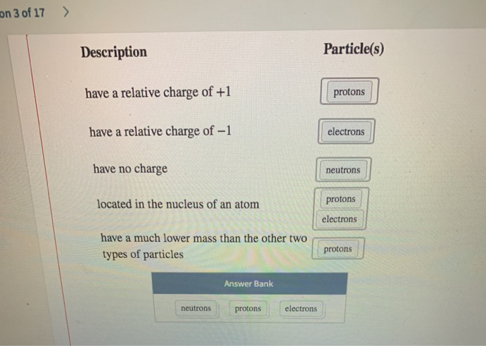 Solved on 3 of 17 > Description Particle(s) have a relative | Chegg.com