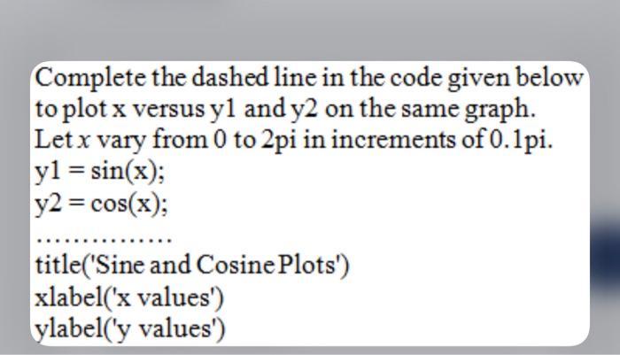 Solved Complete the dashed line in the code given below to | Chegg.com