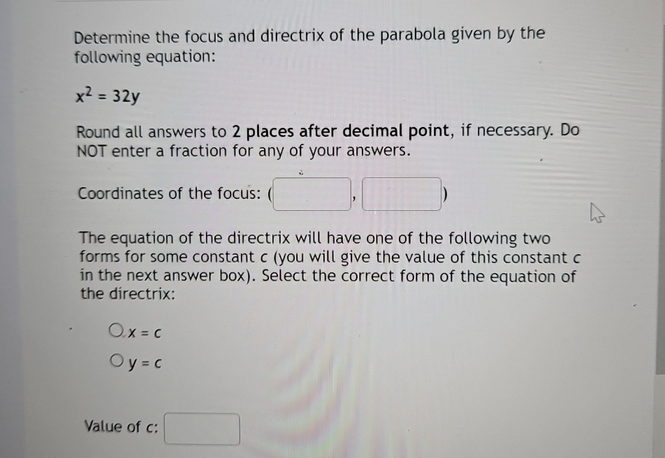 Solved Determine the focus and directrix of the parabola | Chegg.com