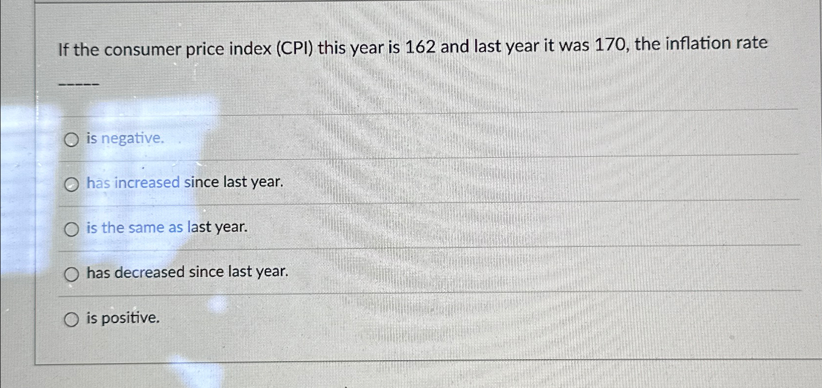 Solved If the consumer price index (CPI) ﻿this year is 162 | Chegg.com