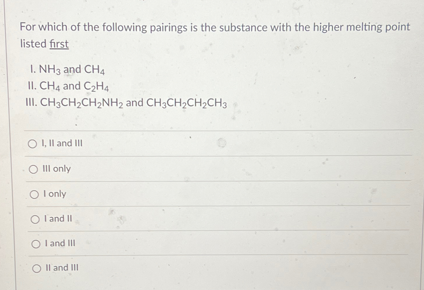 Solved For which of the following pairings is the substance | Chegg.com