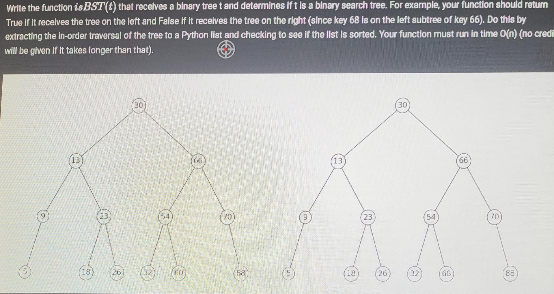 Solved Write the function isBST(t) that receives a binary | Chegg.com