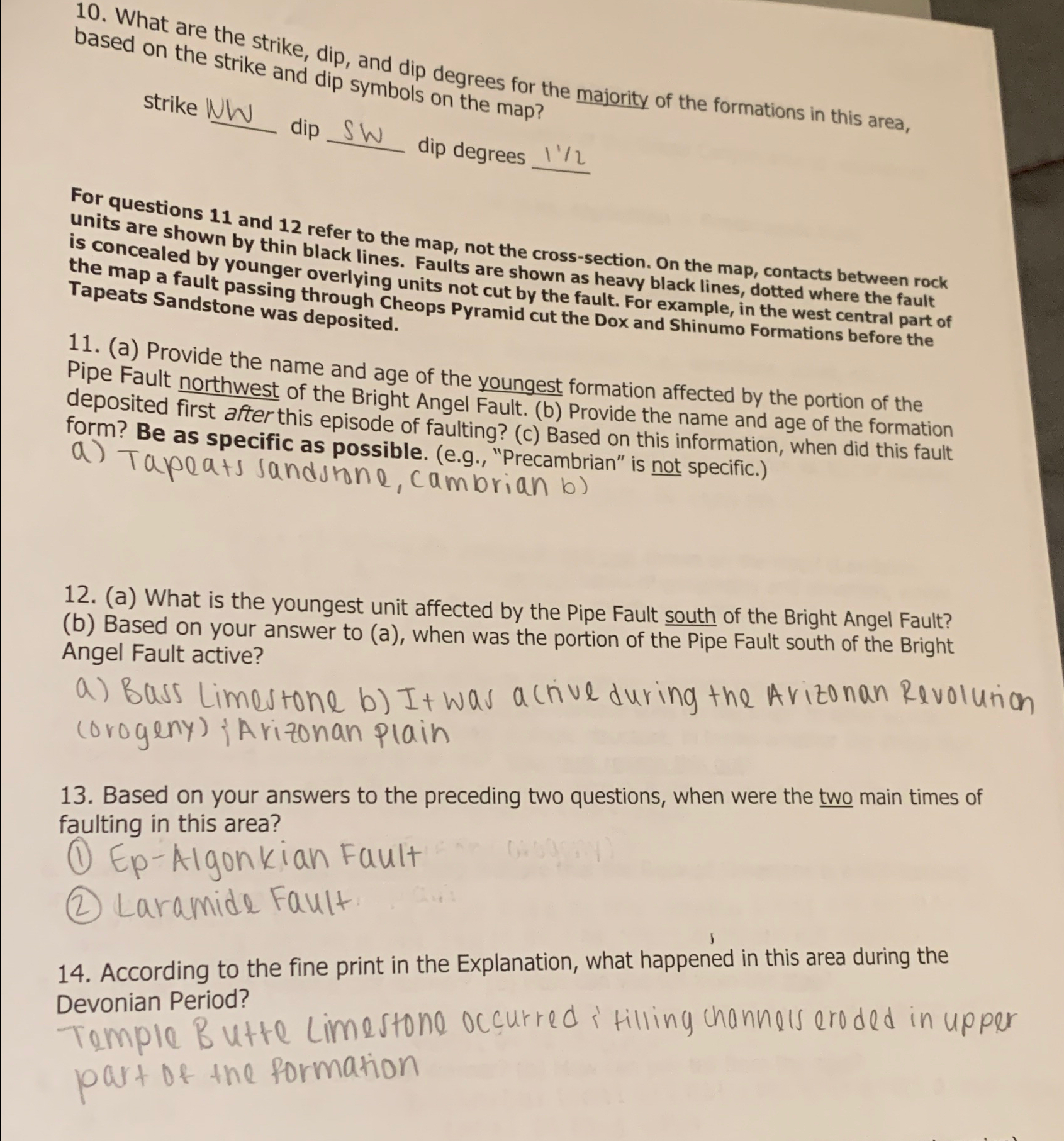 Solved What are the strike, dip, and dip degrees for the | Chegg.com