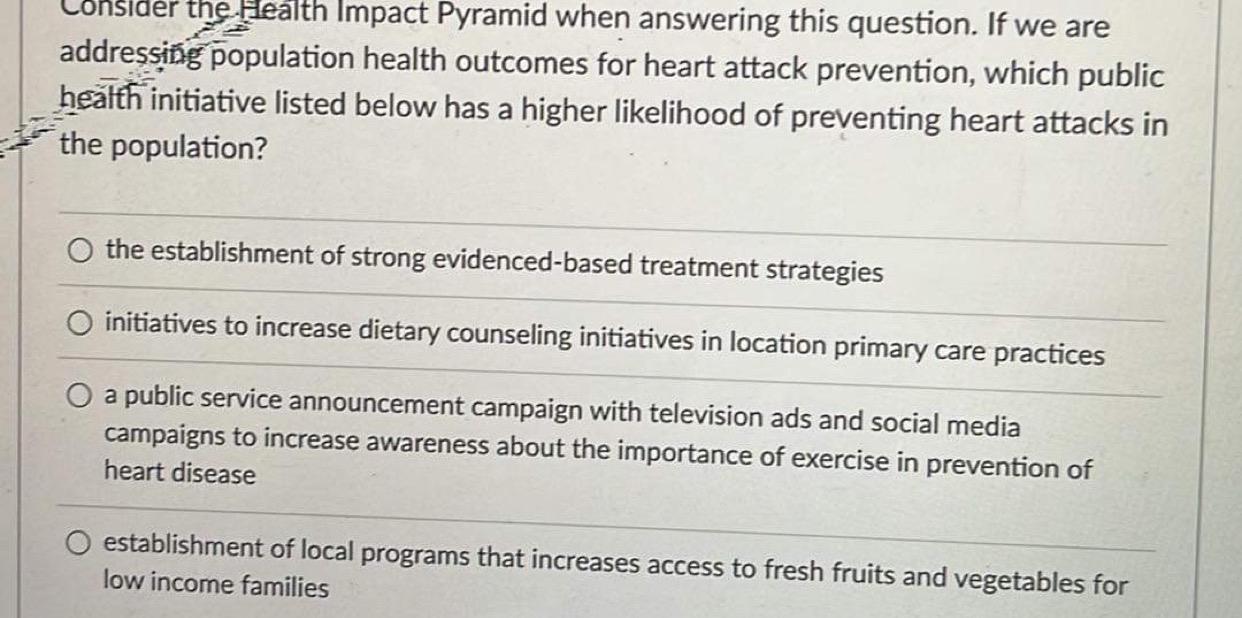 Solved Consider the Health Impact Pyramid when answering | Chegg.com