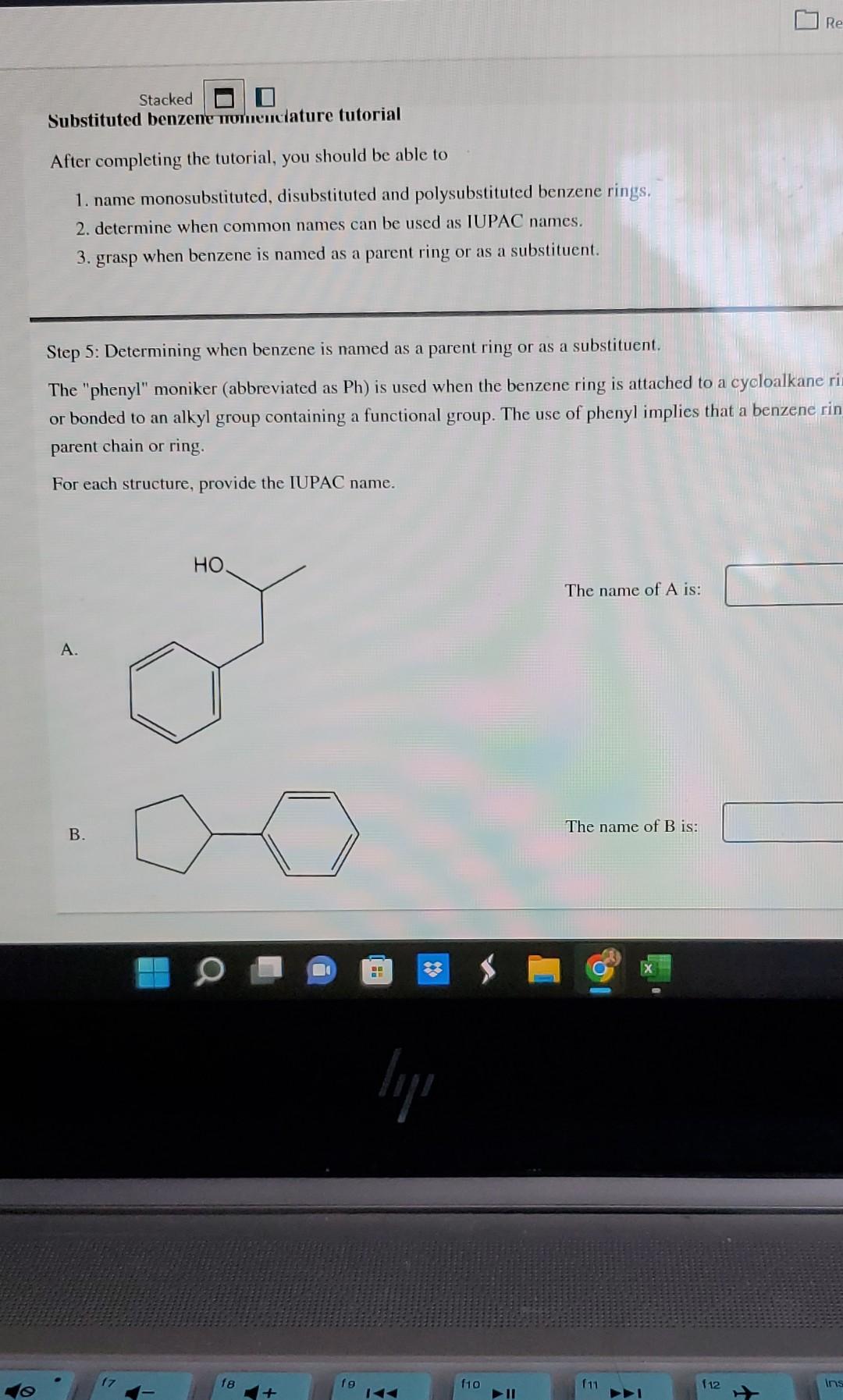 Solved Re Stacked 0 Substituted benzene Tunenclature | Chegg.com