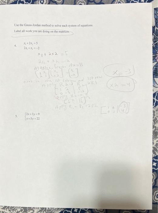 Solved Use the Gauss-Jordan method to solve each system of | Chegg.com