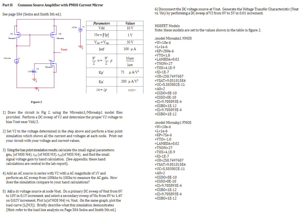 Solved Part II Common Source Amplifier with PMOS Current | Chegg.com