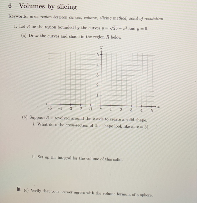 Solved 6 Volumes by slicing Keywords: area, region between | Chegg.com