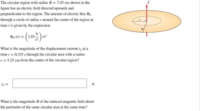 Solved The circular region with radius R=7.45 cm shown in | Chegg.com
