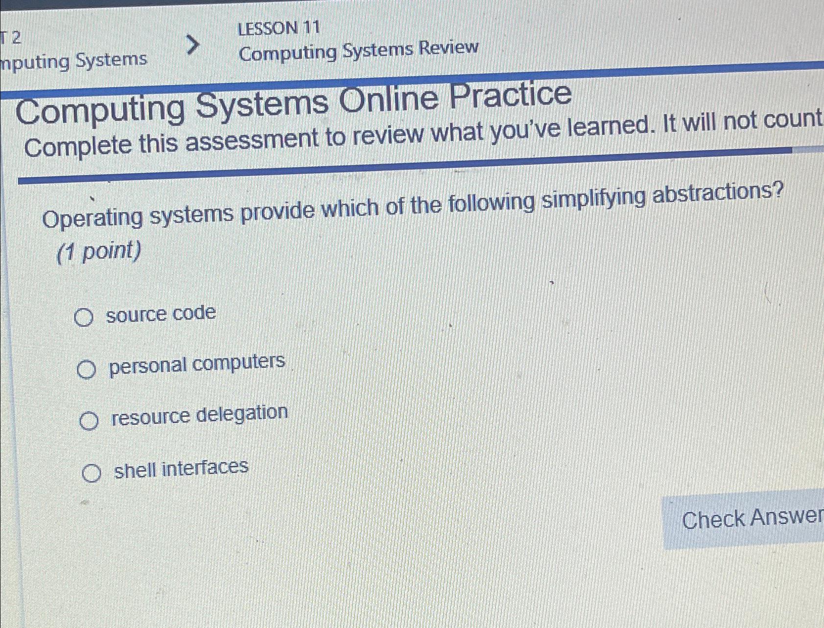 Solved T 2LESSON 11mputing SystemsComputing Systems | Chegg.com