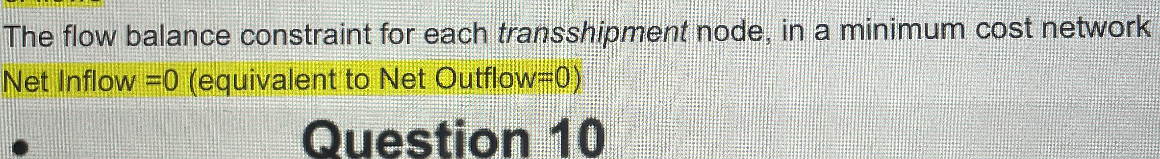 Solved The flow balance constraint for each transshipment | Chegg.com