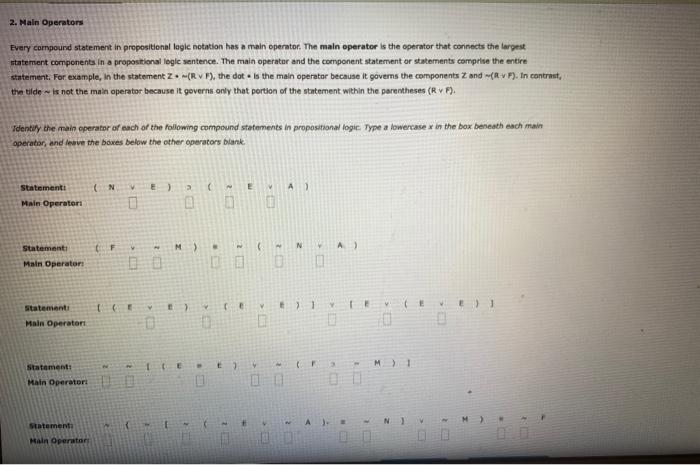Solved 2. Main Operators Every compound statement in | Chegg.com