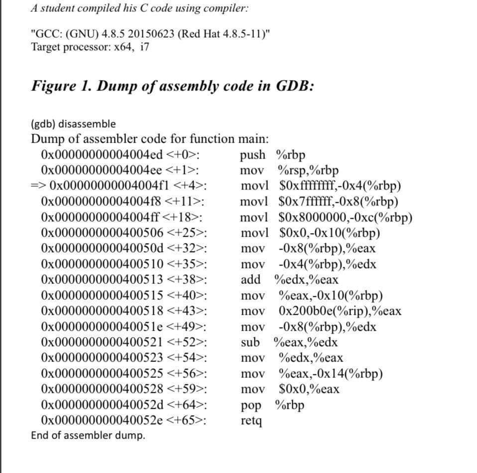 Solved A student compiled his C code using compiler: "GCC: | Chegg.com