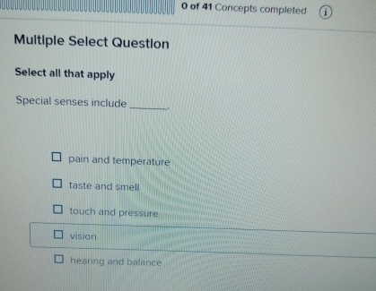 Solved 0 ﻿of 41 ﻿Concepts completedMultiple Select | Chegg.com