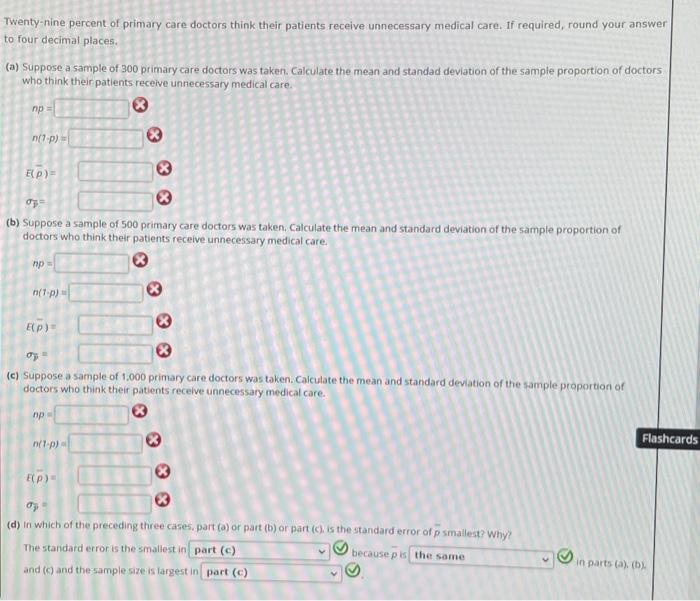 Solved (a) Suppose a sample of 300 primary care doctors was | Chegg.com