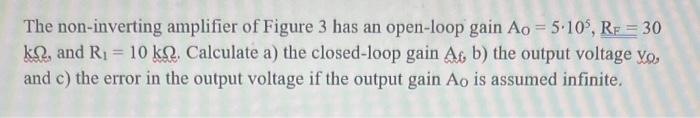 The non-inverting amplifier of Figure 3 has an | Chegg.com