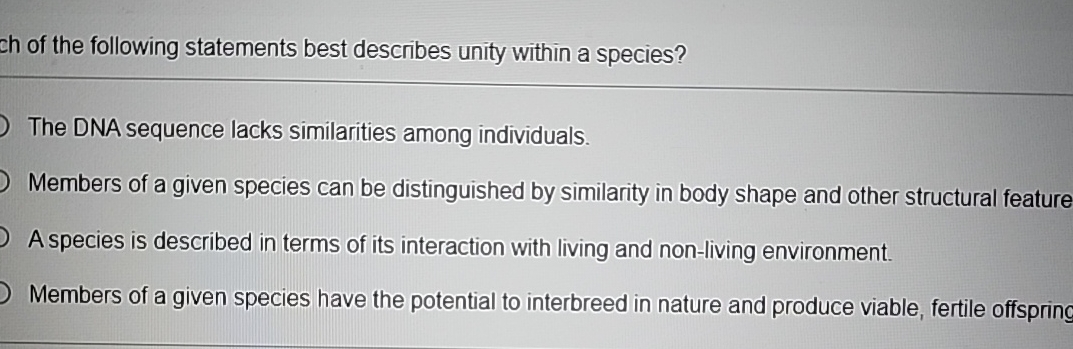Solved ch of the following statements best describes unity | Chegg.com