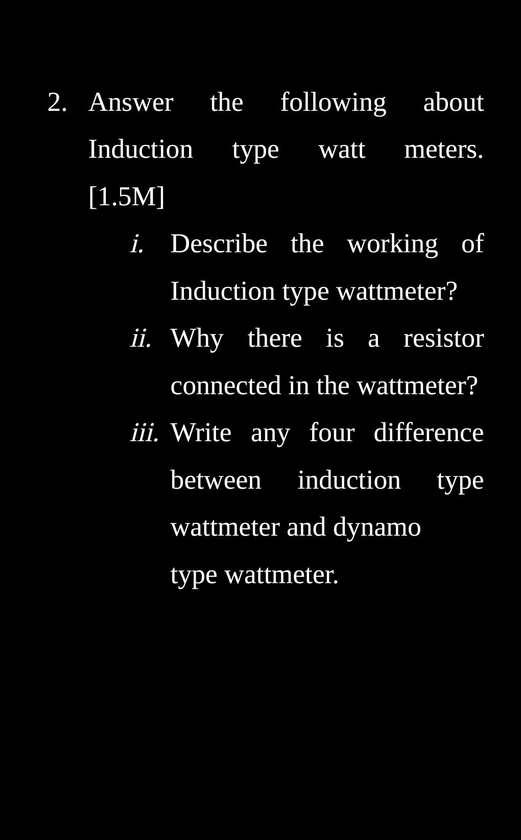 2. Answer the following about Induction type watt | Chegg.com