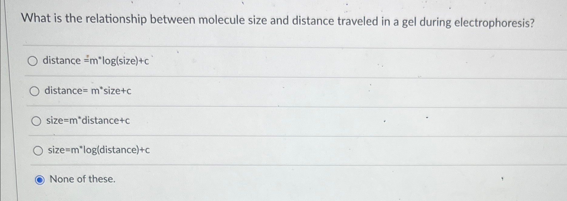 Solved What is the relationship between molecule size and | Chegg.com