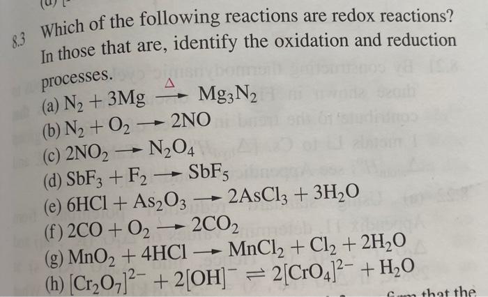 Solved need e-hplease label oxidation and reduction in the | Chegg.com