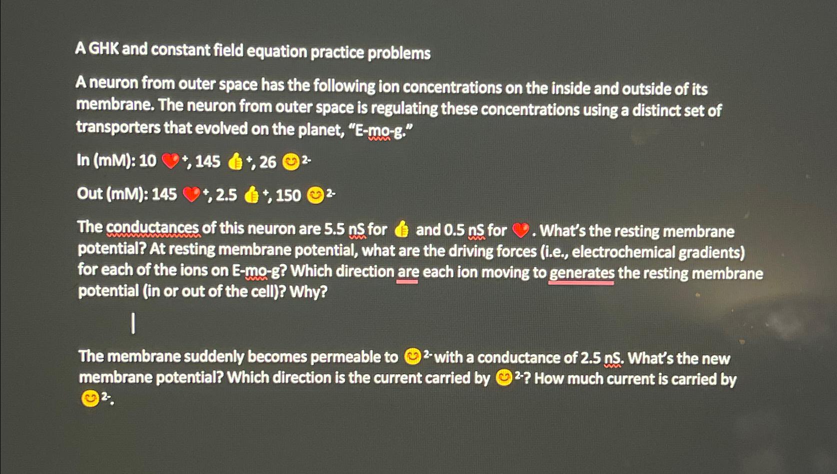 Solved A GHK and constant field equation practice problemsA | Chegg.com