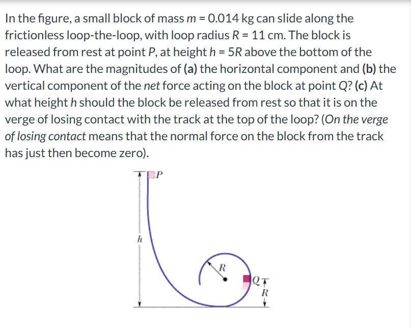Solved In the figure, a small block of mass m=0.014kg ﻿can | Chegg.com
