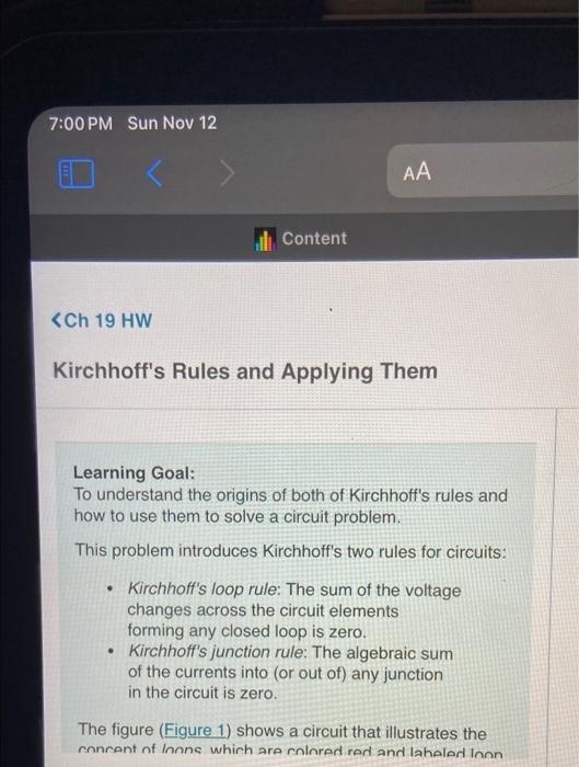 Solved Kirchhoff's Rules and Applying Them Learning Goal: To | Chegg.com