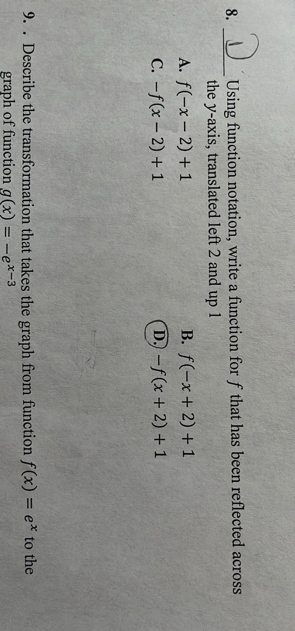 Solved Using Function Notation Write A Function For F ﻿that 3815