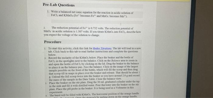 Solved Pre-Lab Questions 1. Write a balanced net ionic | Chegg.com