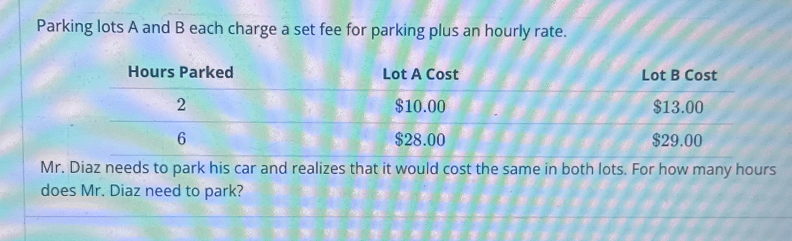 Solved Parking lots A and B each charge a set fee for | Chegg.com