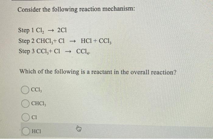 Solved Consider the following reaction mechanism: Step | Chegg.com