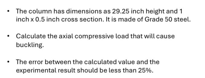 Solved The column has dimensions as 29.25 ﻿inch height and 1 | Chegg.com
