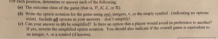 Solved For each position, determine or answer each of the | Chegg.com