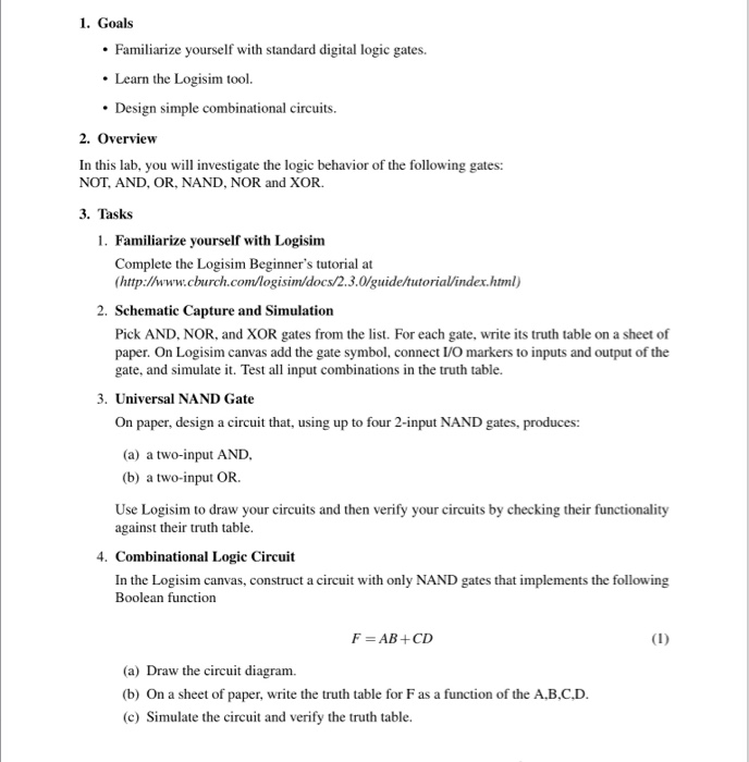 Solved 1. Goals • Familiarize yourself with standard digital | Chegg.com