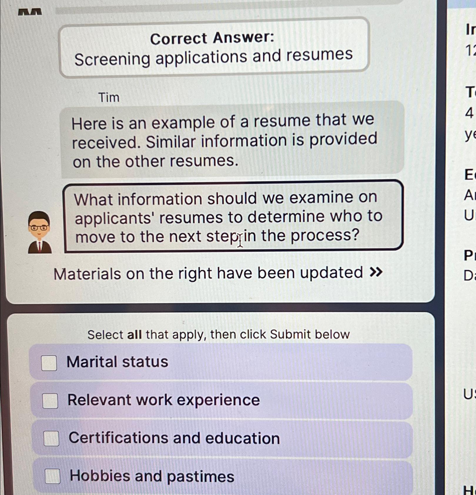Solved Correct Answer:Screening applications and | Chegg.com